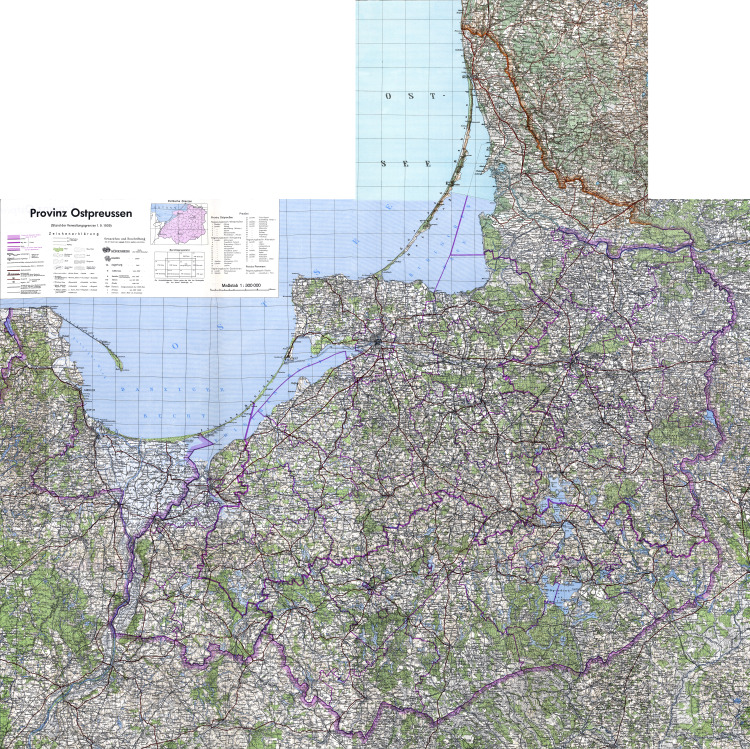 Bildarchiv Ostpreußen, Karteninfo zu Ostpreußen 1937, farbige ...