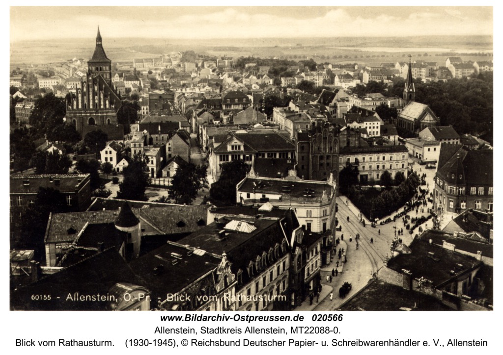 Bildarchiv Ostpreußen, Allenstein, Blick vom Rathausturm