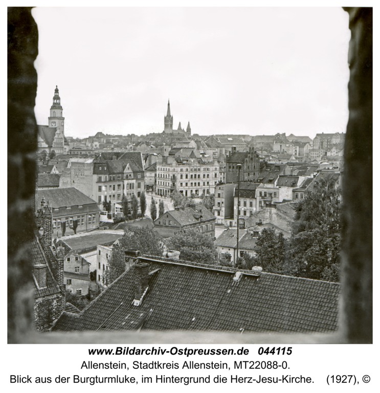 Bildarchiv Ostpreußen, Allenstein, Blick aus der Burgturmluke, im ...