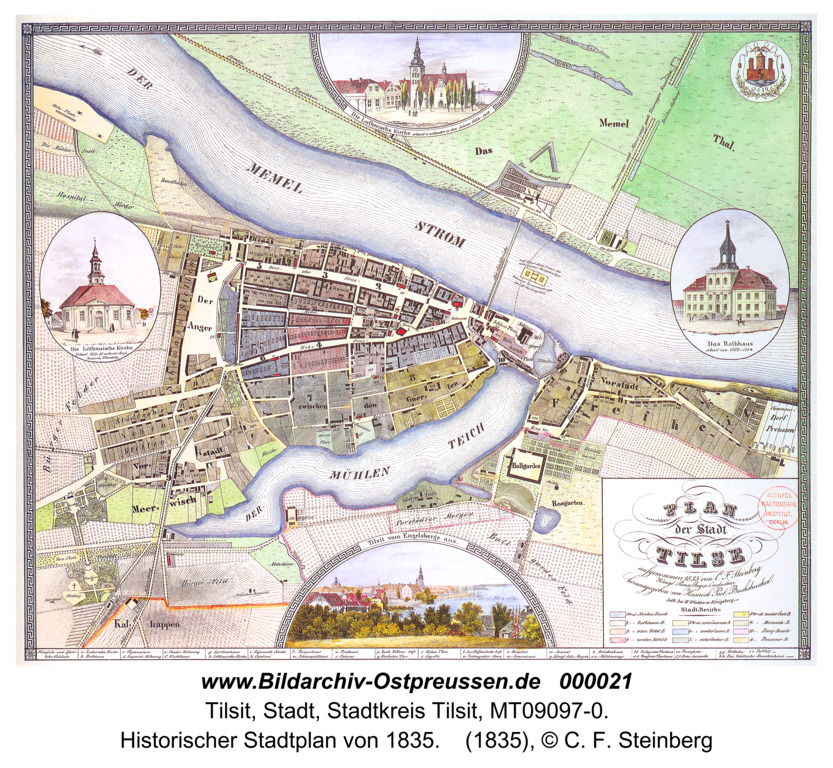 Bildarchiv Ostpreußen, Tilsit, Historischer Stadtplan von 1835