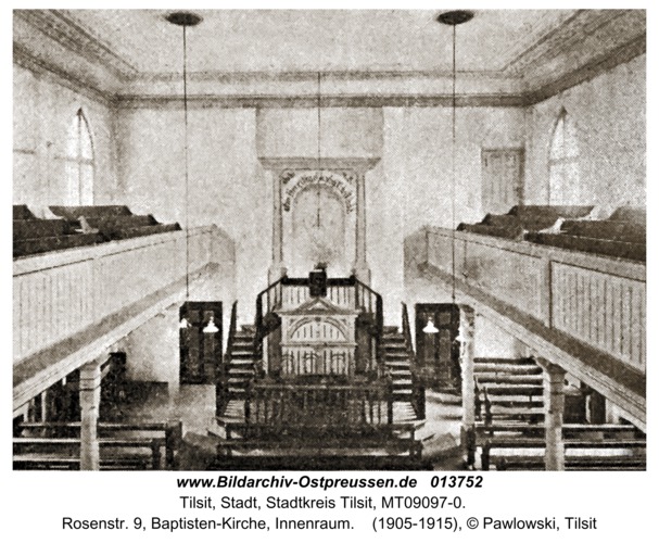 Bildarchiv Ostpreußen, Tilsit, Rosenstr. 9, Baptisten-Kirche, Innenraum
