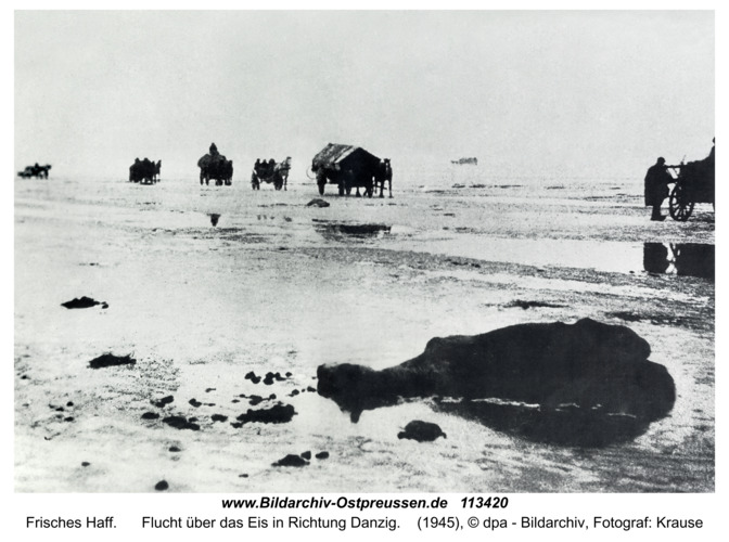 Bildarchiv Ostpreußen, Frisches Haff, Flucht über das Eis in Richtung ...